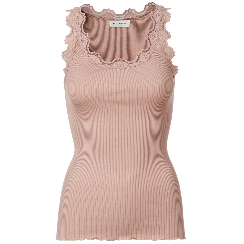 Rosemunde Silk Top Regular w/Vintage Lace - Vintage Powder fra ...