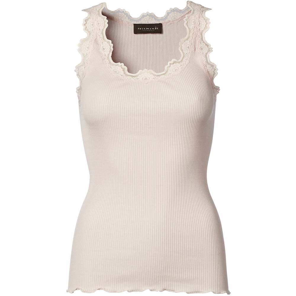 Rosemunde Silk Top Regular w/Vintage Lace - Soft Rose fra - HappyHunting.dk
