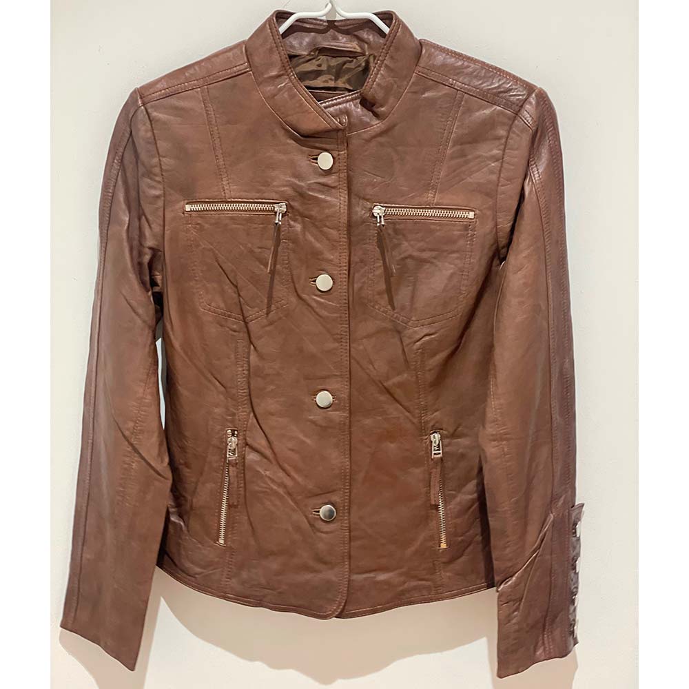 Butterfly Button Jacket - Carob Brown w. Silver Acc. fra - HappyHunting.dk